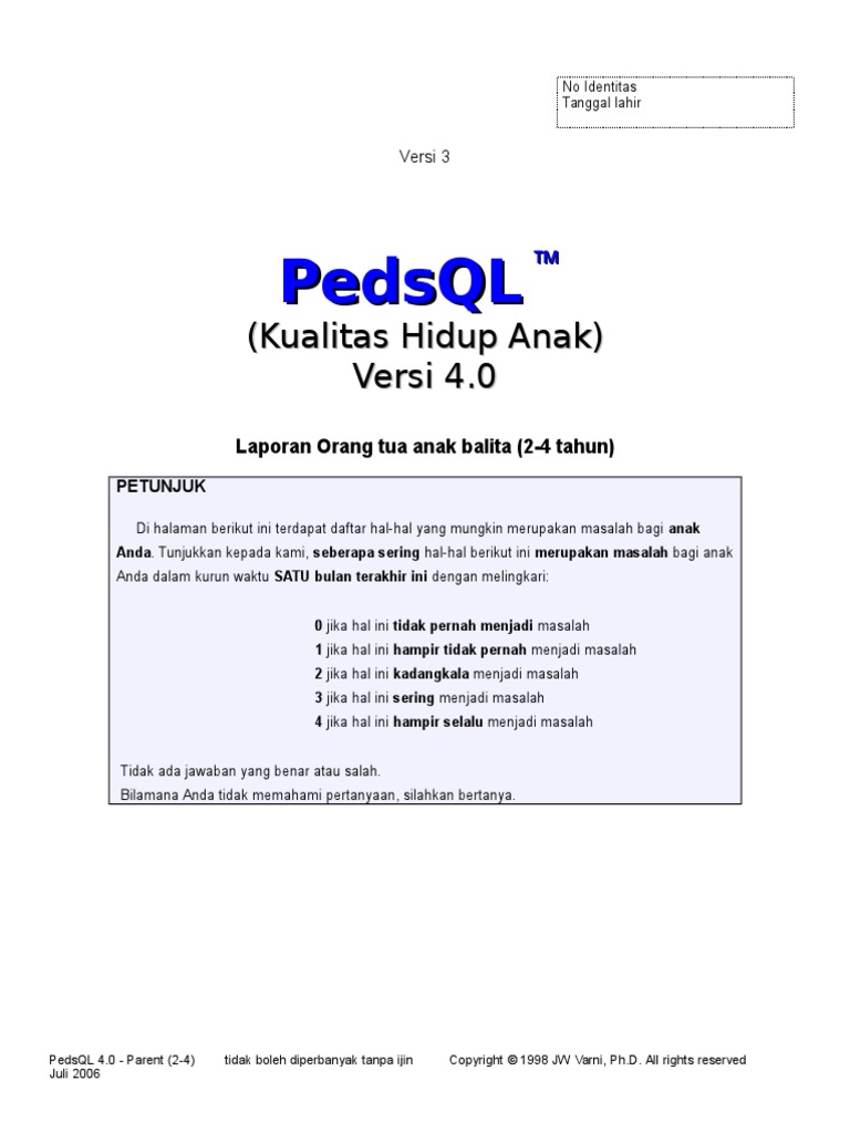 Peds QL 2-4 TH | PDF