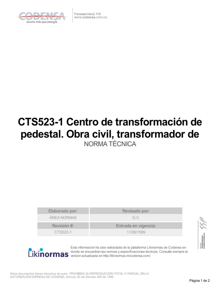 CTS523-1 Obra Civil, Transformador de Pedestal | PDF