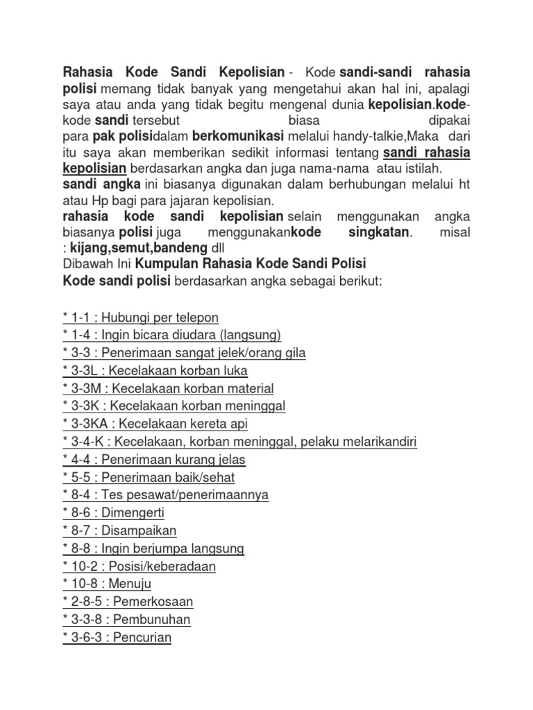 Kode Rahasia Polisi | PDF | Ilmu Sosial | Hukum