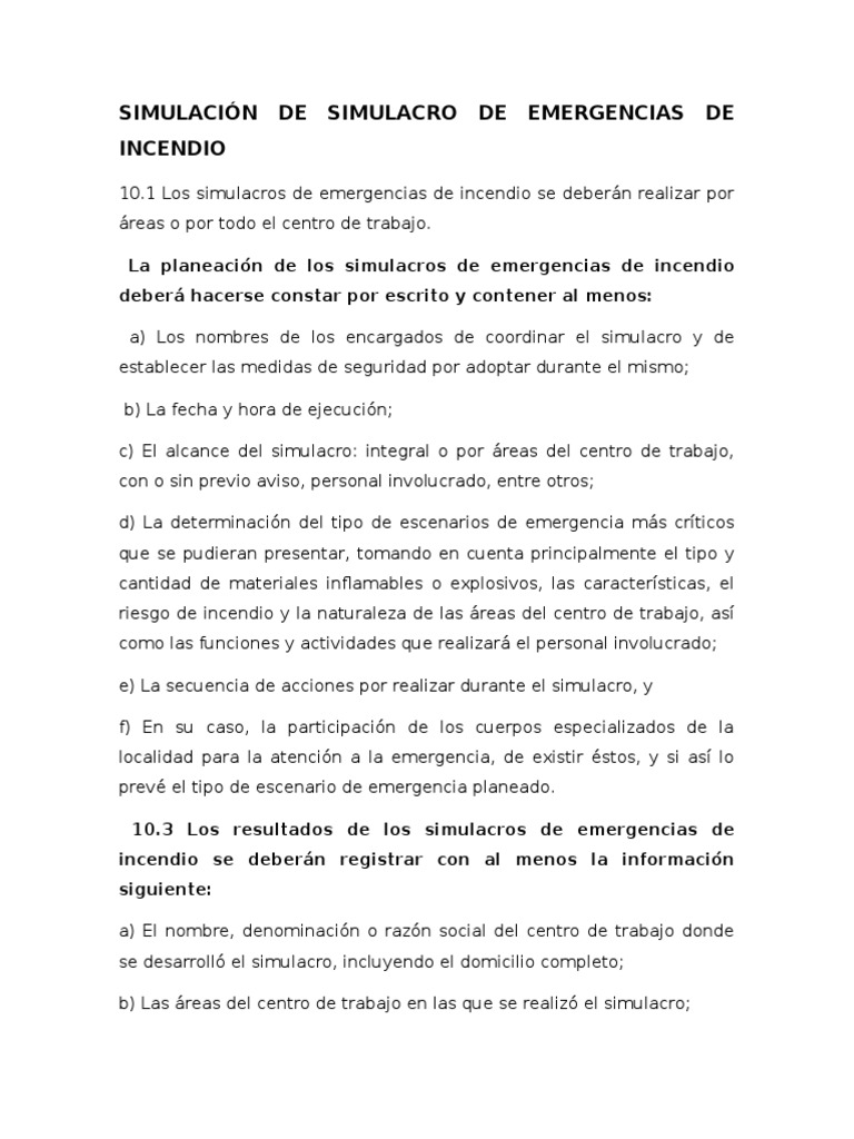 Simulacro de Emergencias de Incendio | PDF