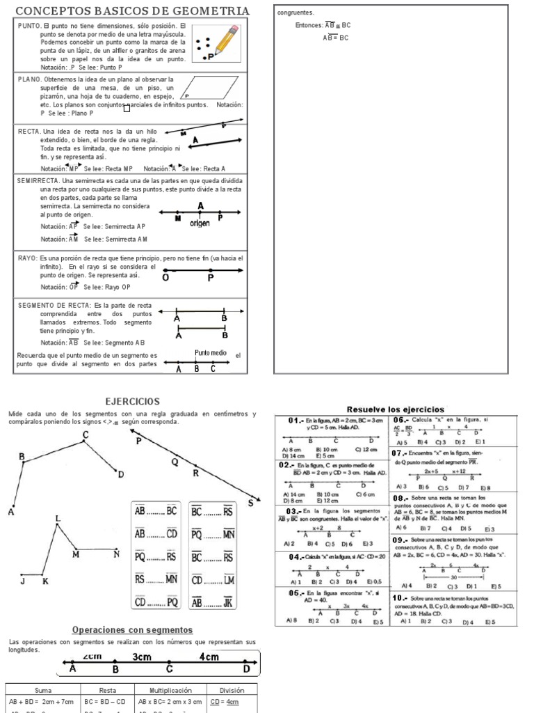 Conceptos Basicos de Geometria | PDF | Línea (geometría) | Geometria plana)