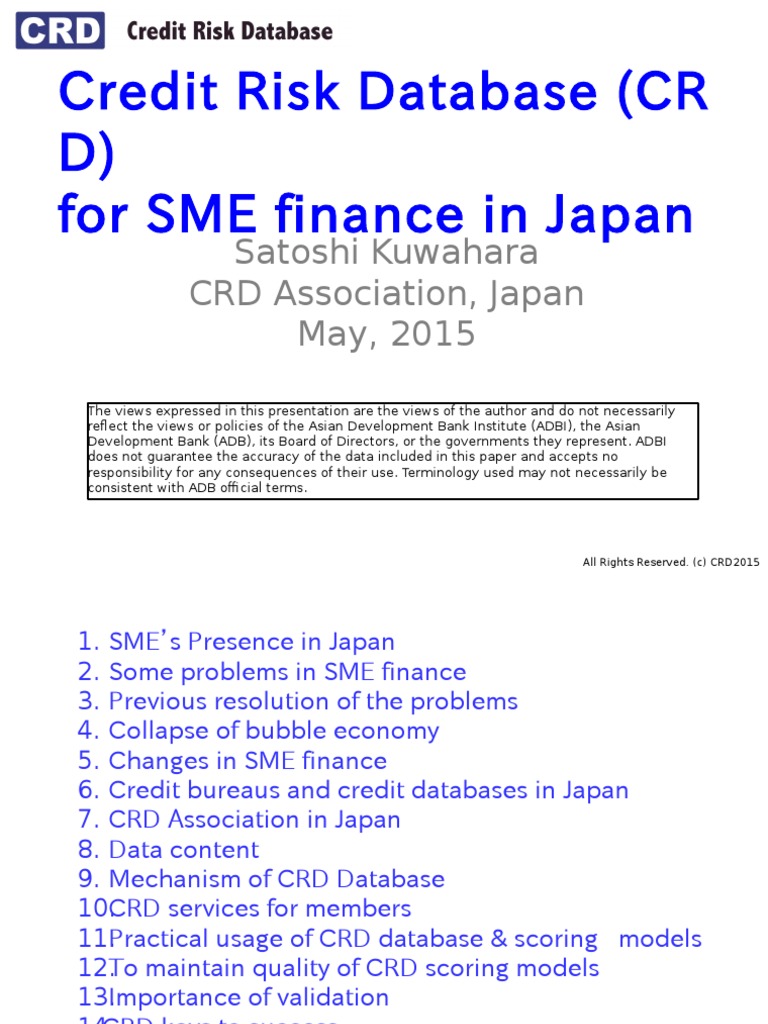 Credit Risk Database (CRD) For SME Finance in Japan | PDF | Credit ...