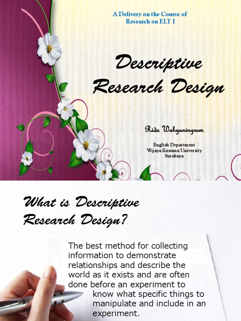 Lecture 6-Descriptive Research Design | PDF | Experiment | Quantitative ...