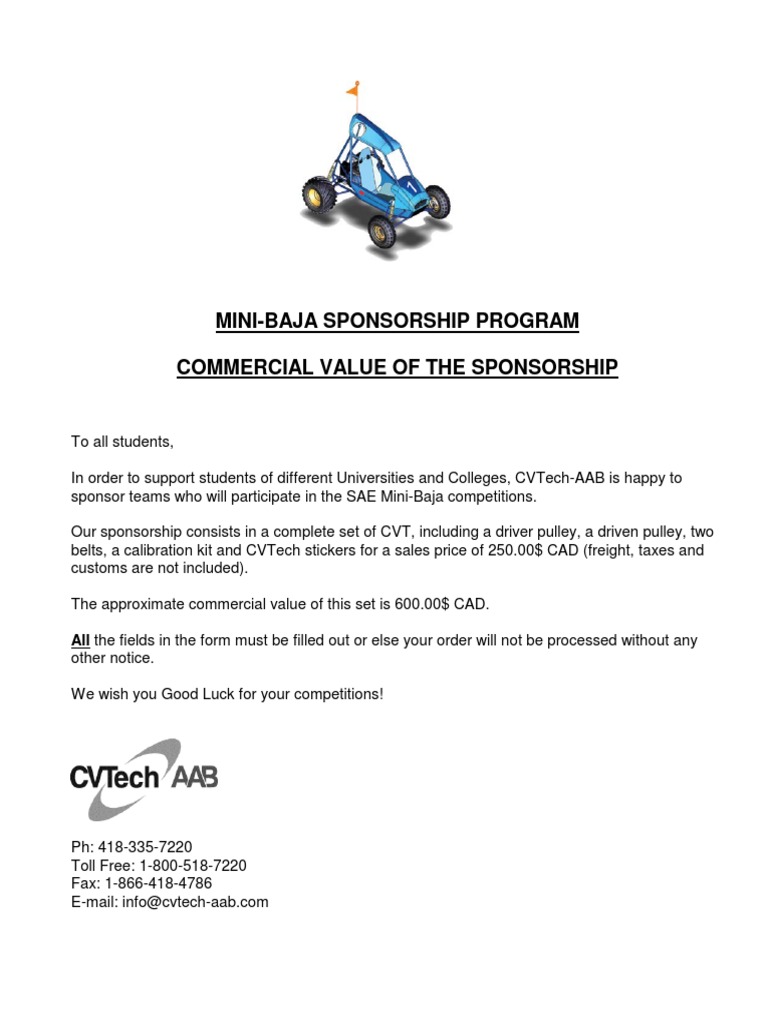 CVtech Baja CVT | PDF | Belt (Mechanical) | Business