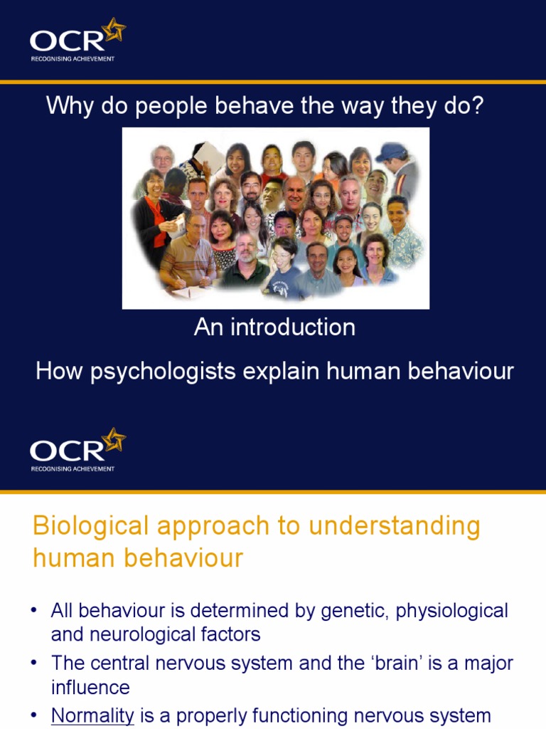 Unit g544 Approaches To Explaining Human Behaviour Presentation | PDF ...