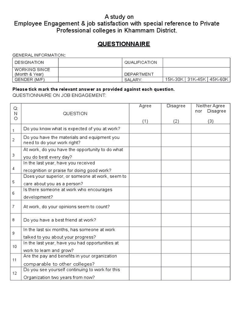 A Study On Employee Engagement & Job Satisfaction With Special ...