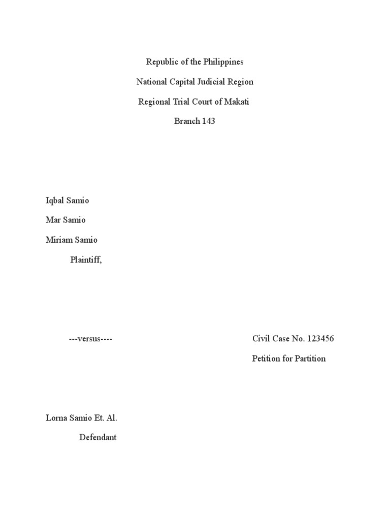 Petition for Partition