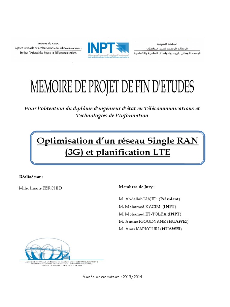 Rapport PFE Optimisation d’Un Réseau Single RAN (3G) Et Planification ...
