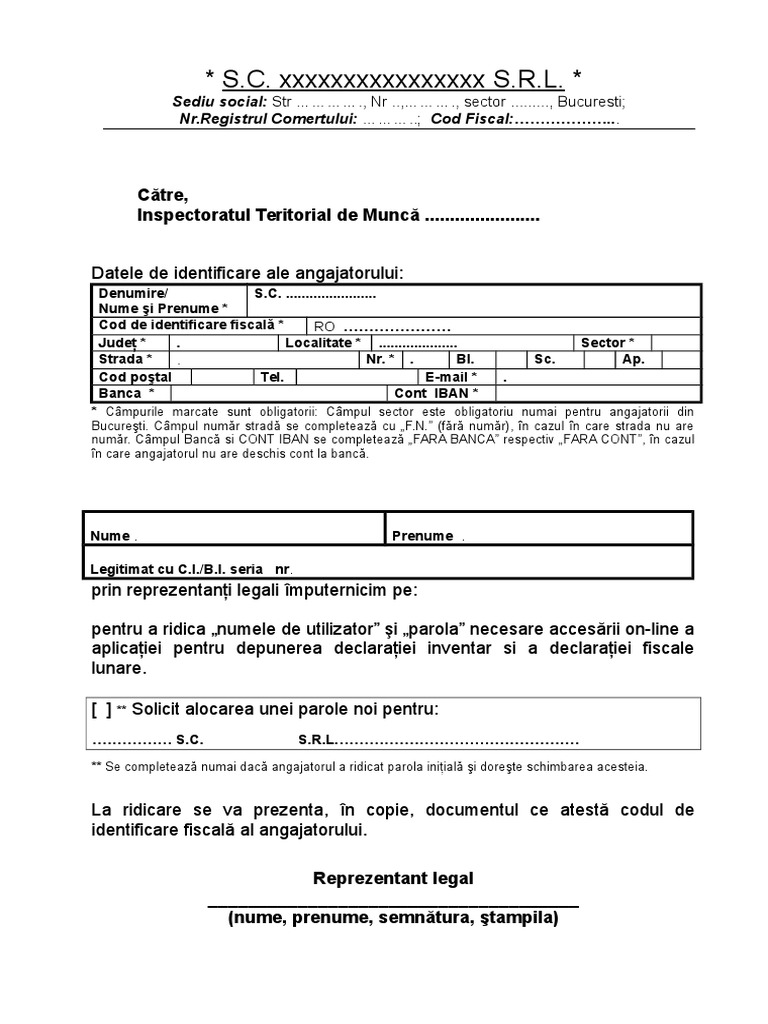 Imputernicire Eliberare Parola Itm Model | PDF