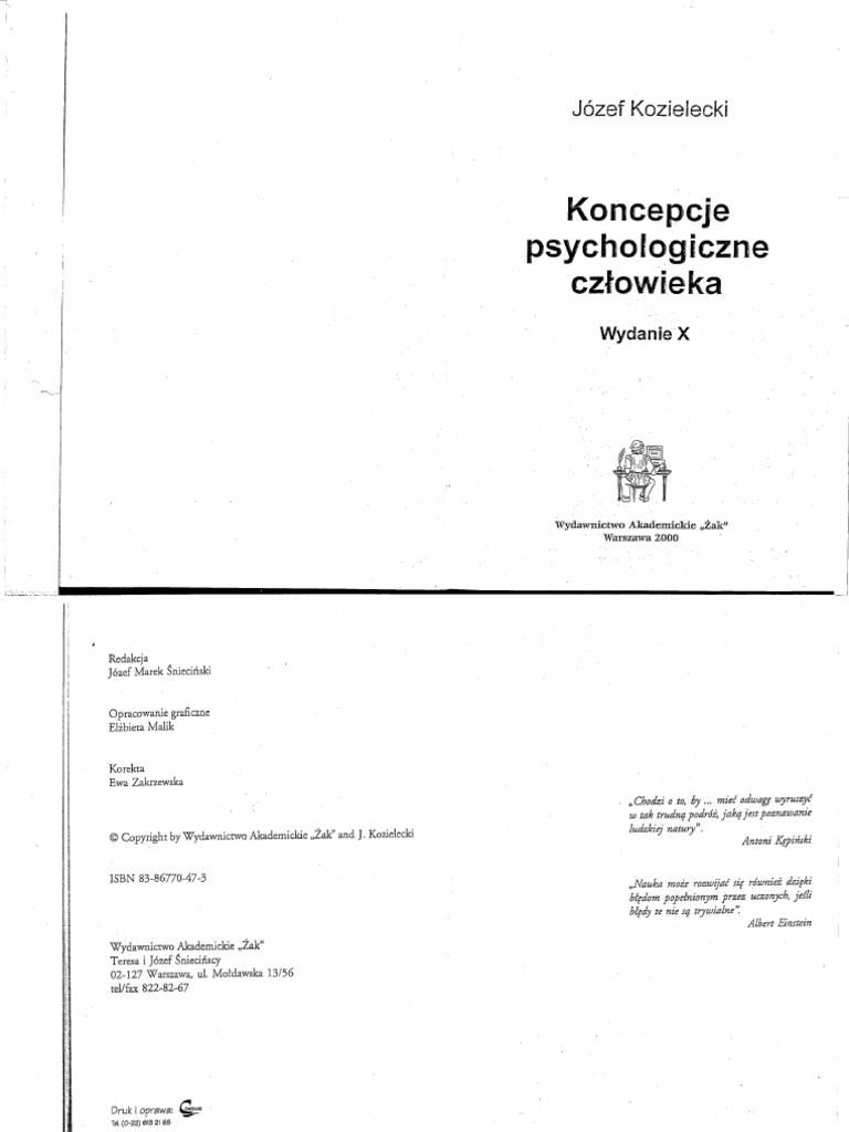 Kozielecki Józef - Koncepcje Psychologiczne Człowieka | PDF