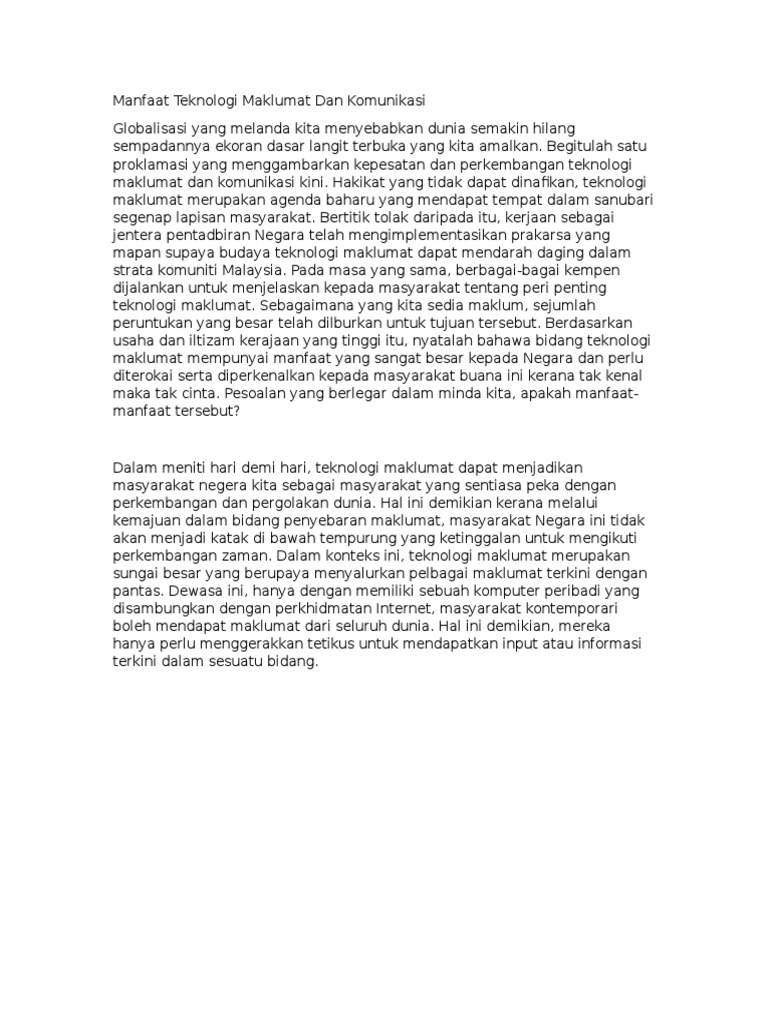Manfaat Teknologi Maklumat Dan Komunikasi | PDF | Politik