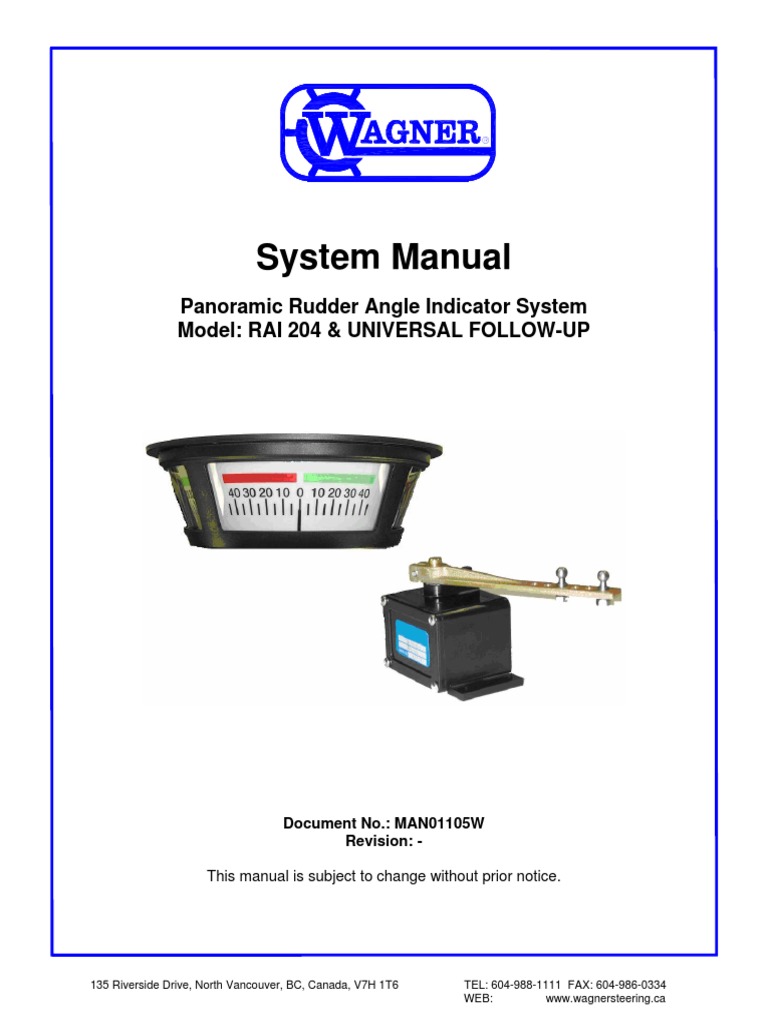 Wagner Manual Rudder Indicator | Rudder | Power Supply