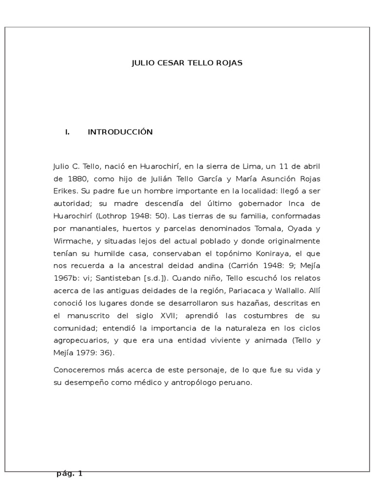 Julio Cesar Tello | PDF | Science | Cultura (general)