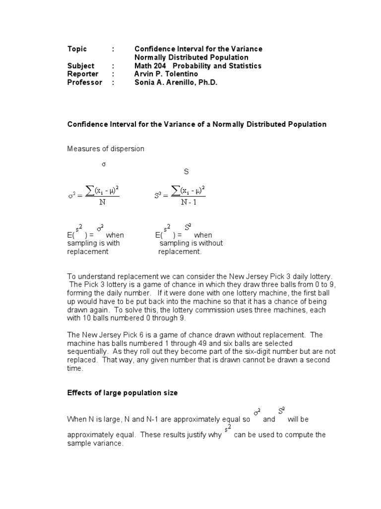 Report Prob& Stat | PDF | Confidence Interval | Variance
