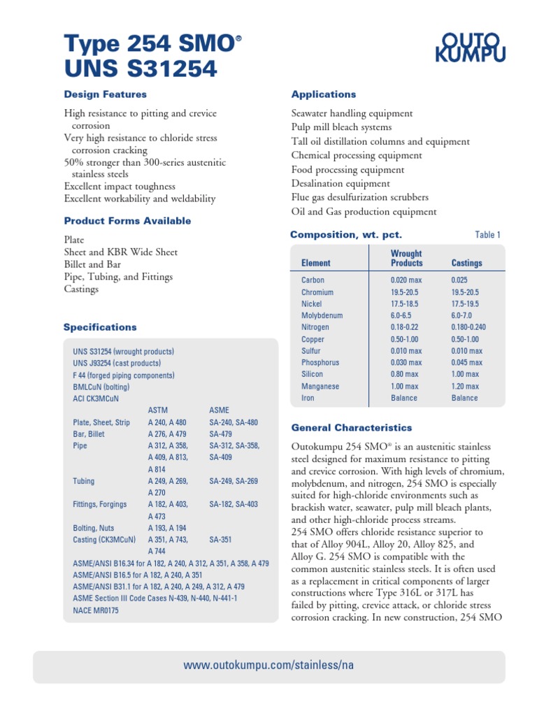 254 SMO-Outu Kumpu | PDF | Corrosion | Welding