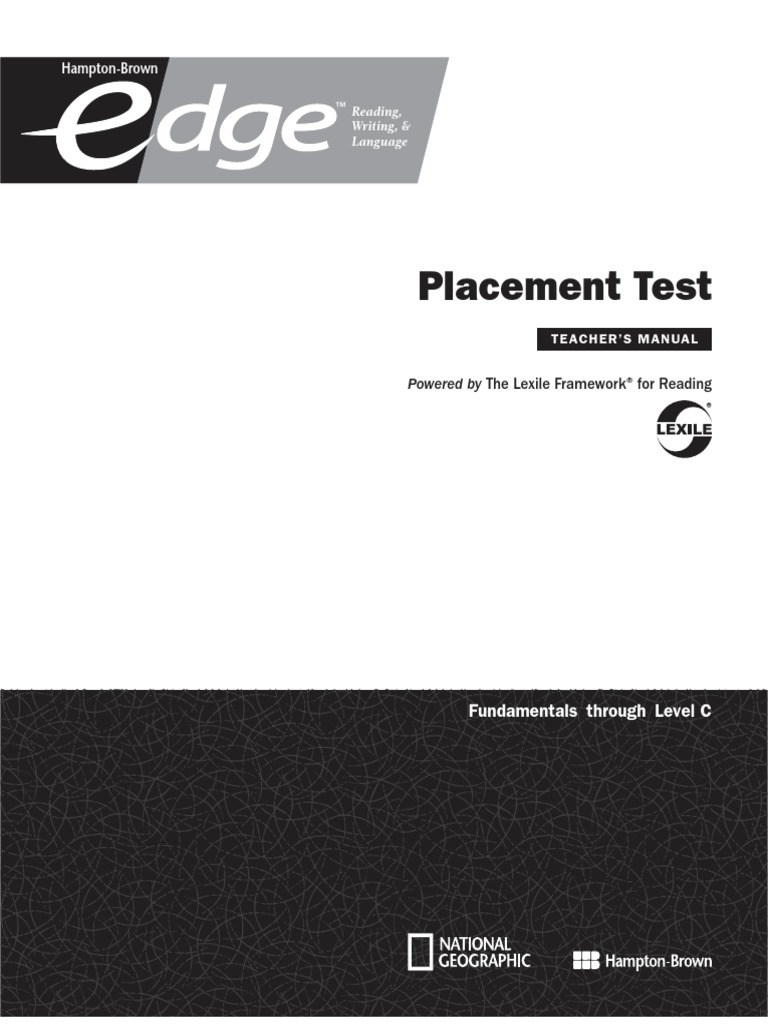 EDGE Placement Teacher Mannual | PDF | Phonics | Test (Assessment)