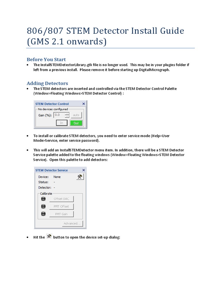STEM Detector Install Guide | PDF | Sensor | Calibration