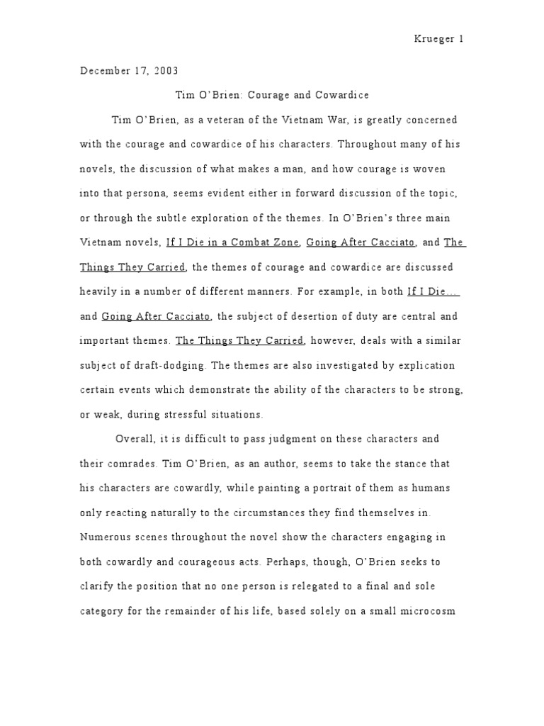 Courage and Cowardice - Tim O'Brien | PDF | Courage | Unrest