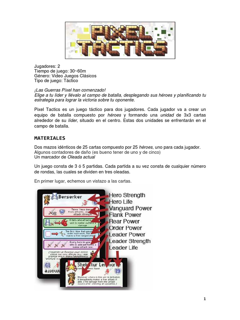 Reglamento Pixel Tactics ESPAÑOL | PDF | Héroe | Ocio