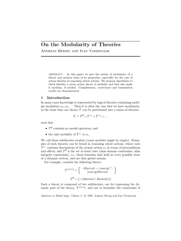 On The Modularity of Theories | PDF | Modal Logic | Theory