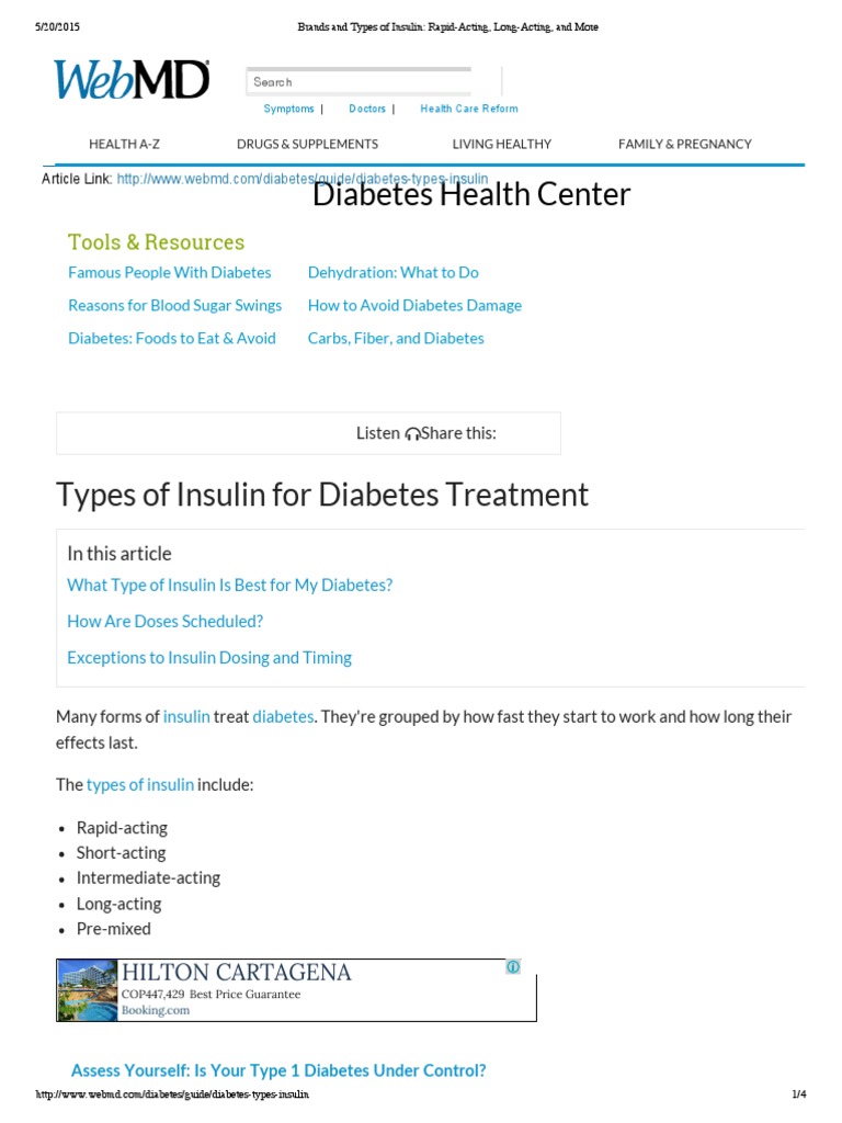 Brands and Types of Insulin - Rapid-Acting, Long-Acting, and More | PDF ...