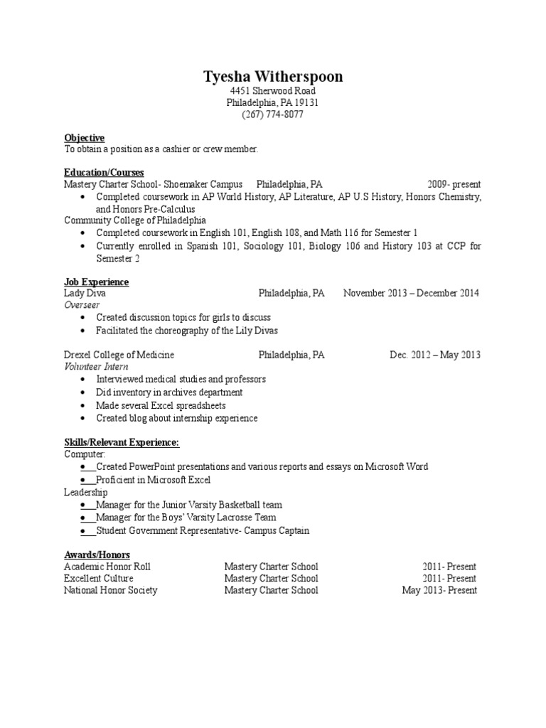 Tyesha Witherspoon's Resume Summary | PDF