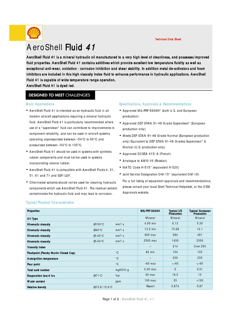 TDS AeroShell Fluid 41 | Viscosity | Chemistry