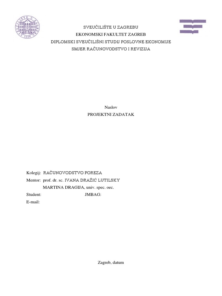 Primjer - Projektni Zadatak PDF | PDF