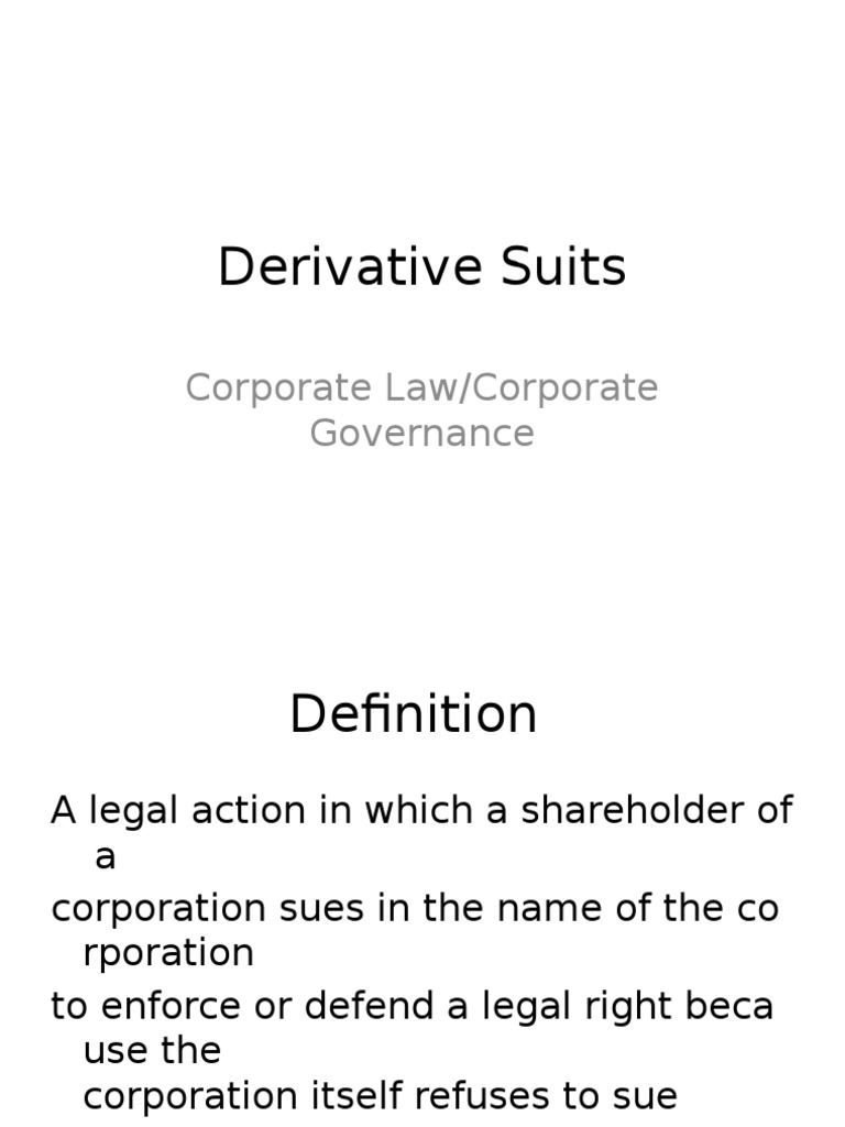 Derivative Suits | PDF | Lawsuit | Government