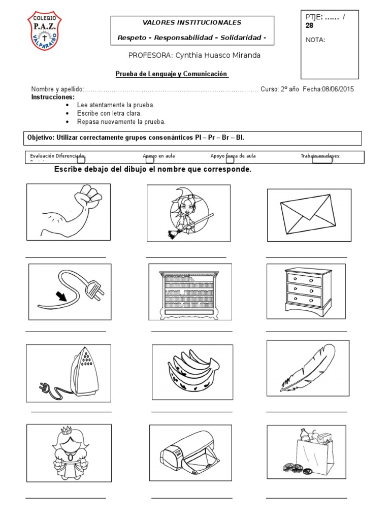 Prueba Grupos Consonanticos
