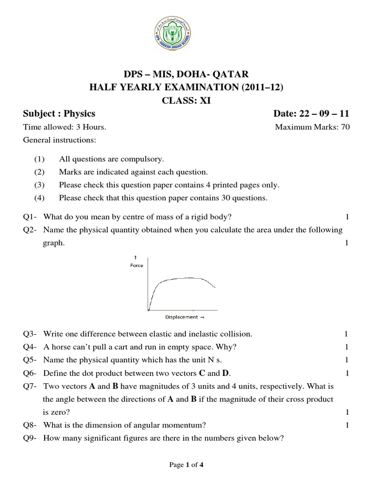 Cbse Xi Physics Test Papers | PDF | Acceleration | Rotation Around A ...