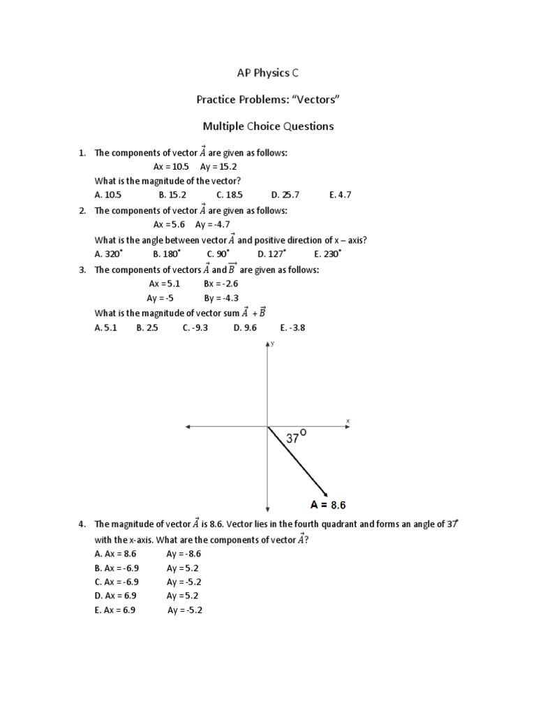 Vectors Practice Problems 2011-11-09 | PDF | Euclidean Vector | Space