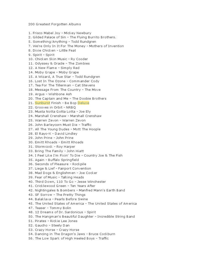 200 Greatest Forgotten Albums | PDF