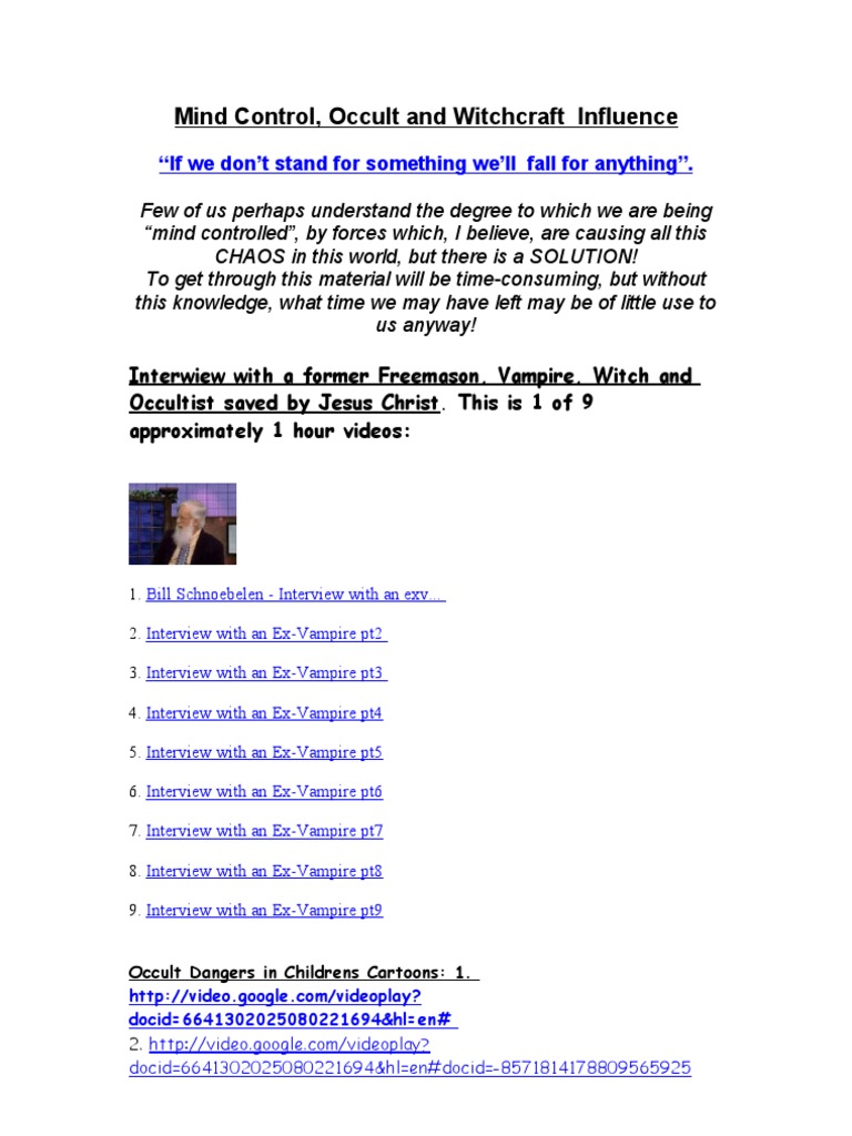 Mind Control Occult & Witchcraft Influence | PDF