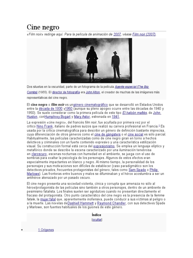 Introducción al Cine Negro: Características y Orígenes | PDF | Cine ...