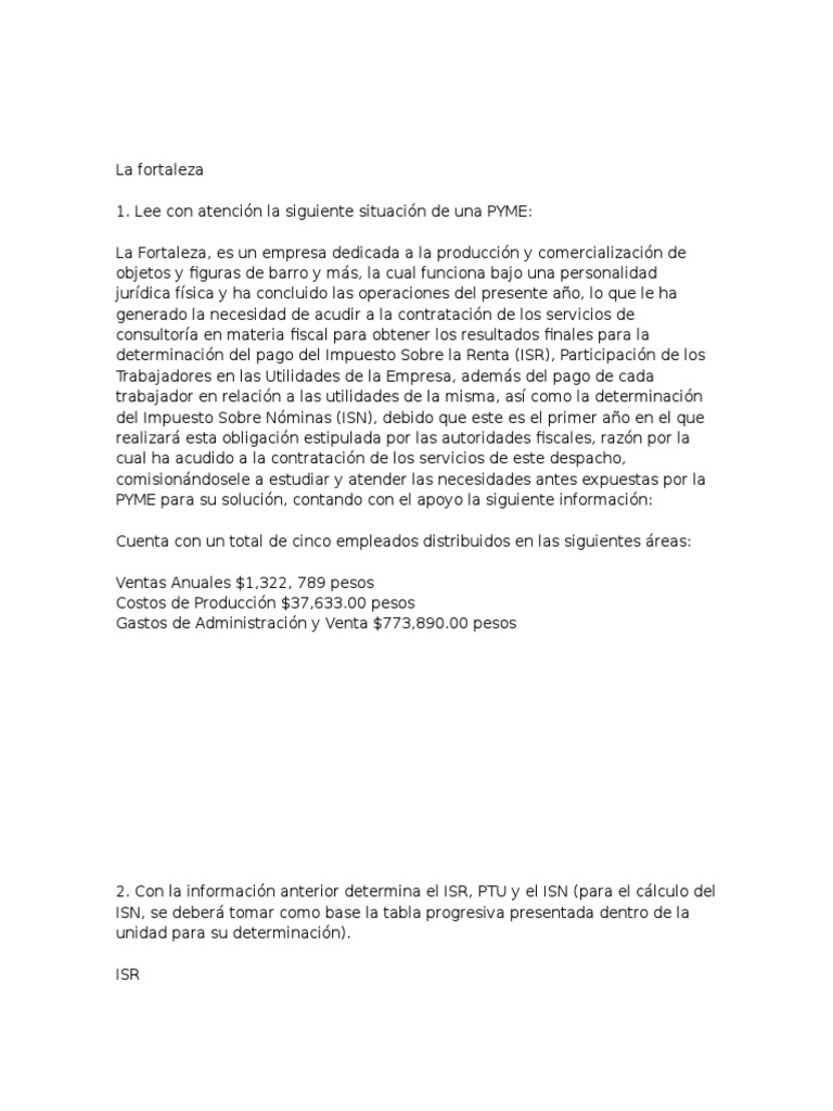 Cálculo de ISR, PTU e ISN para PYME | PDF