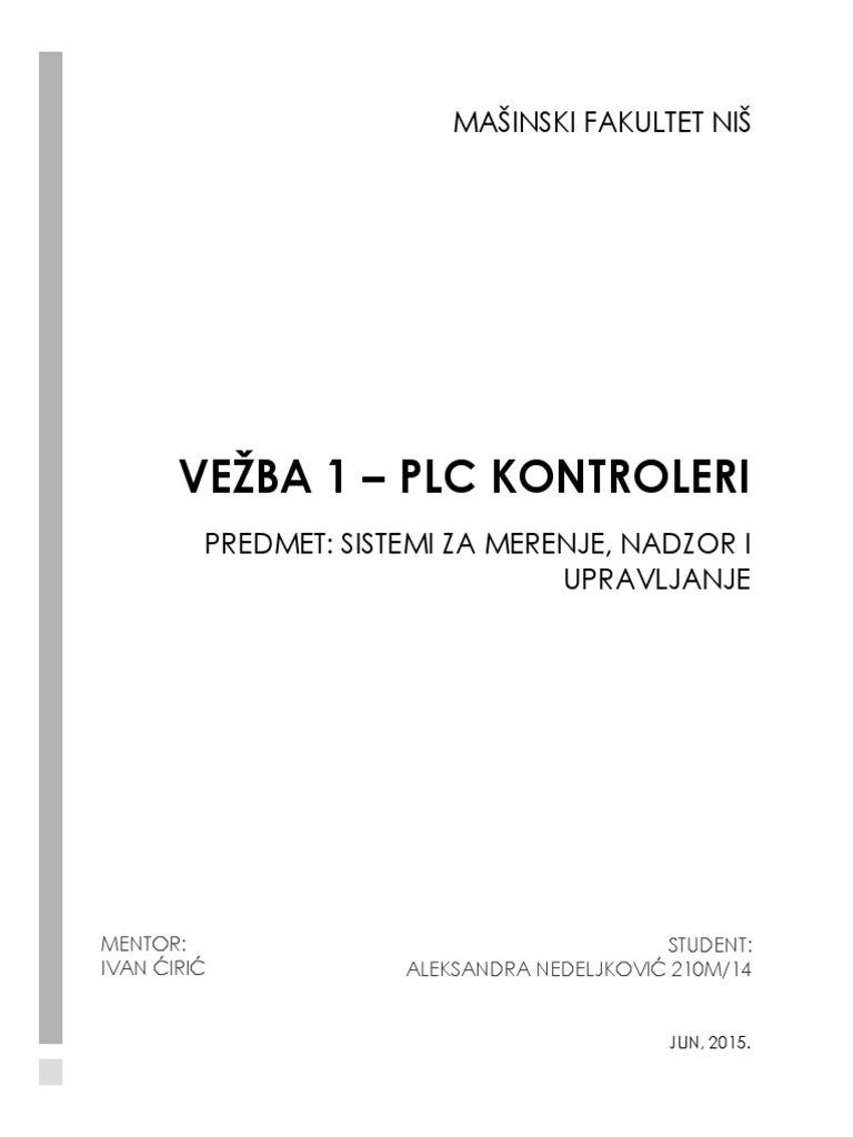 Vezba 7 - PLC Kontroleri | PDF