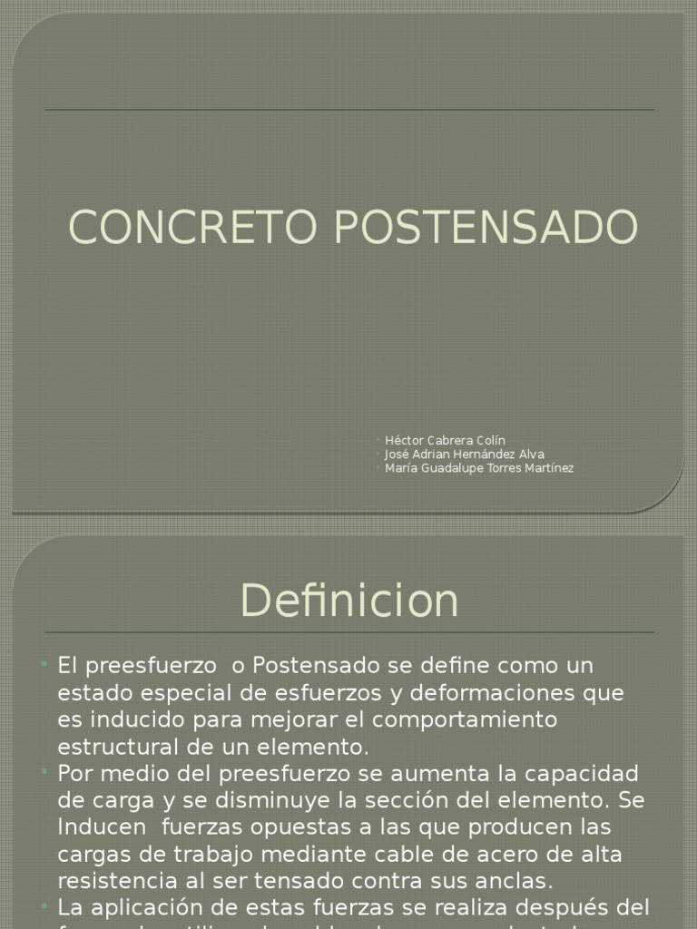 Concreto Postensado | Ingeniería de Edificación | Science