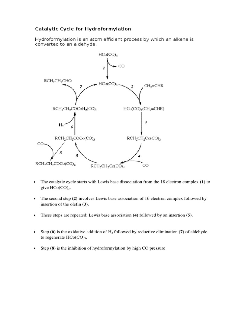 Hydroformylation Catalysis Cycle | PDF