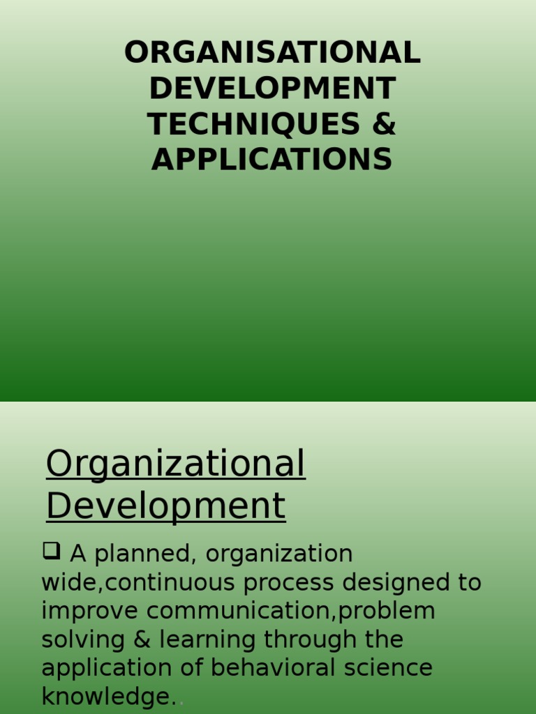 Organisational Development Techniques & Applications | PDF ...