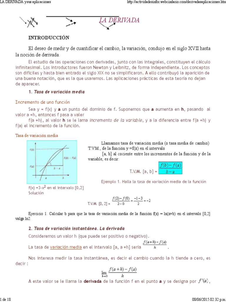 LA DERIVADA y Sus Aplicaciones | PDF | Derivado | Función continua