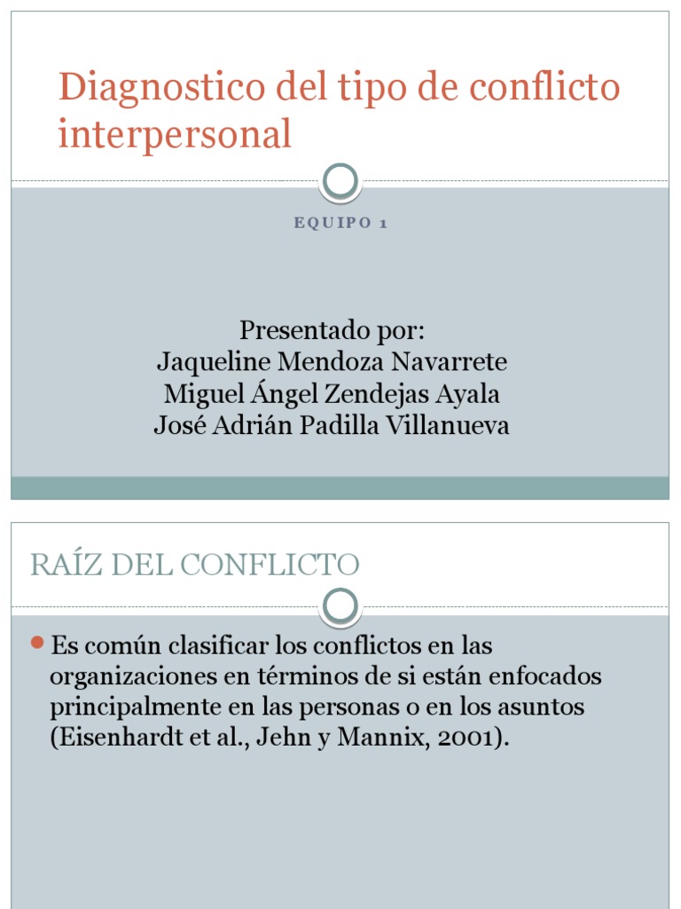 Diagnostico Del Tipo de Conflicto Interpersonal | Conflicto (proceso ...