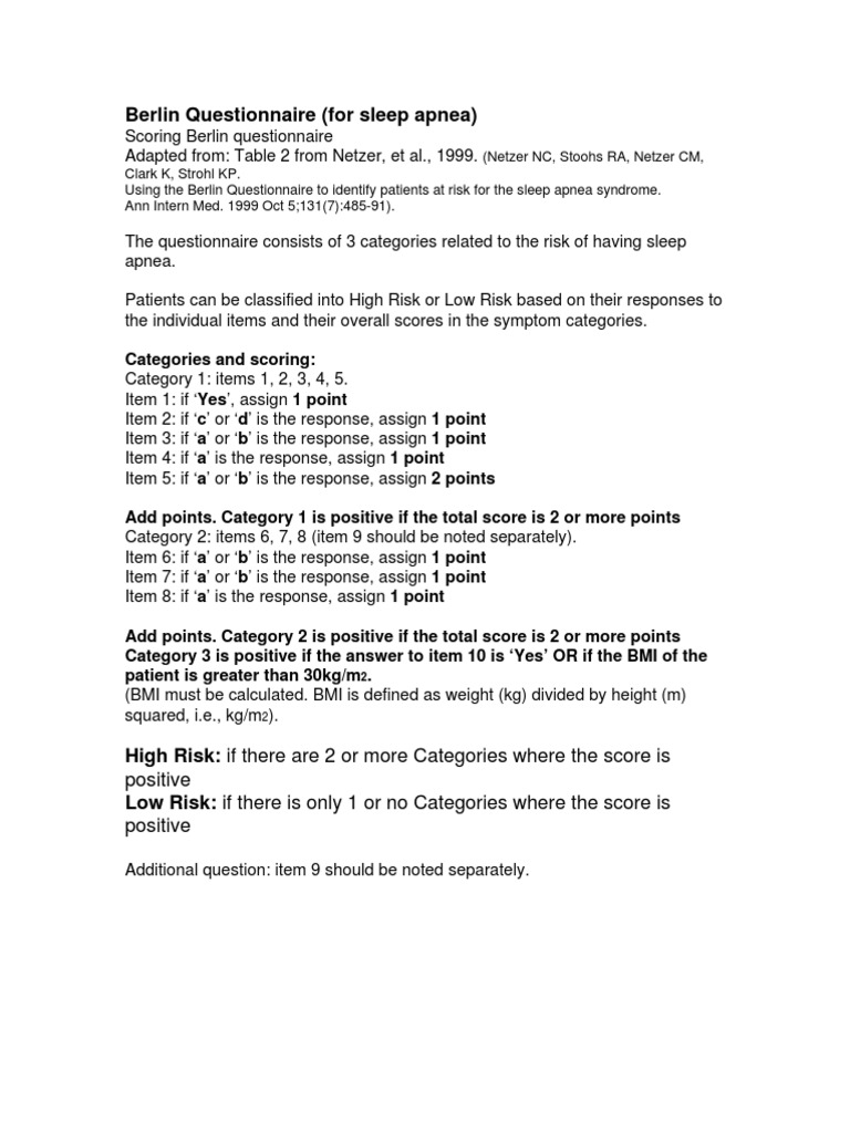 Berlin Questionnaire | PDF