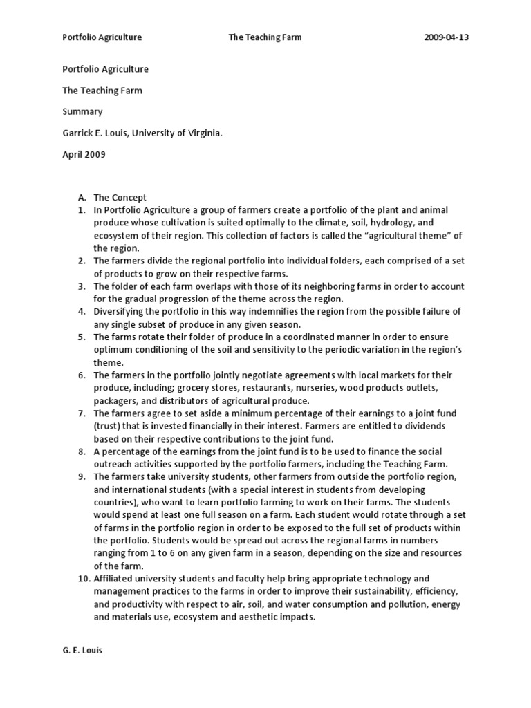 Portfolio Agriculture Overview-General | PDF | Agriculture | Sustainability