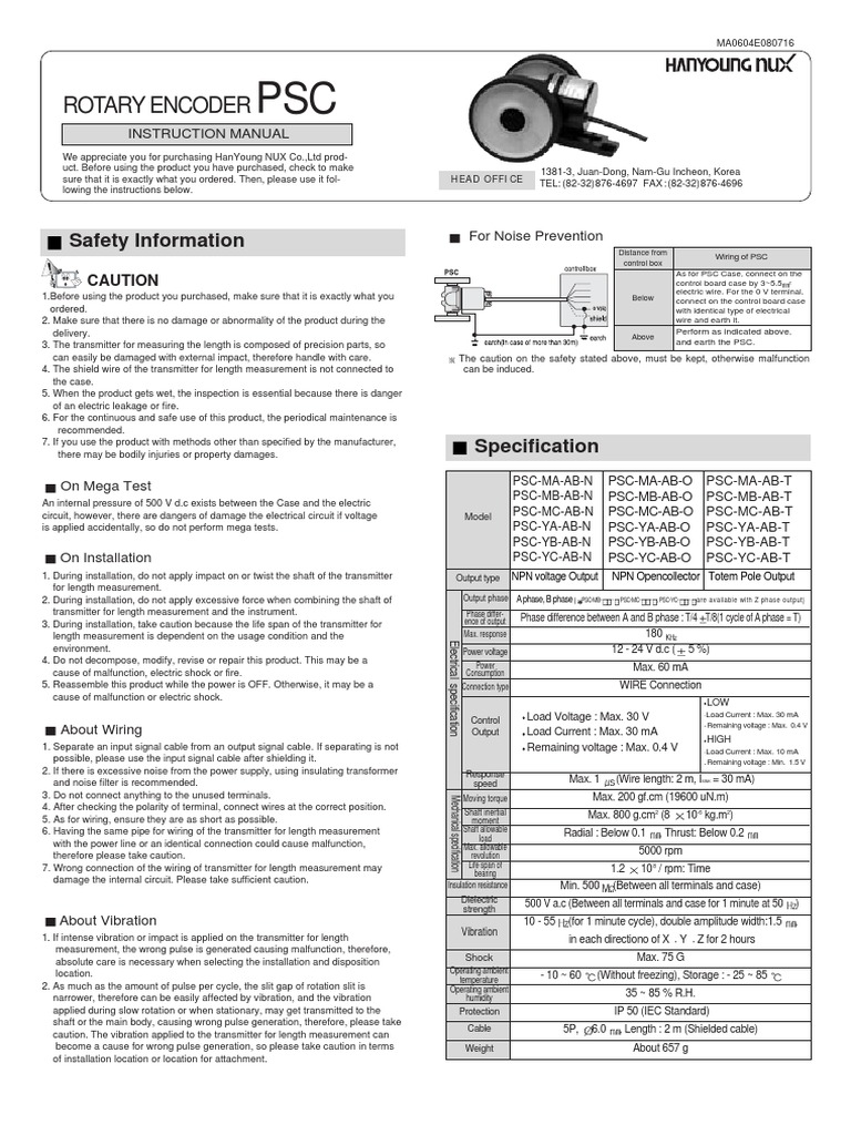 Encoder PSC | PDF | Electrical Wiring | Cable