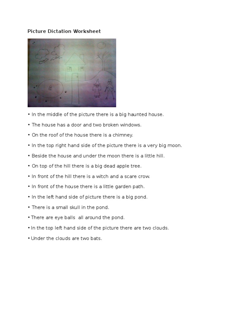 Picture Dictation Worksheet | PDF