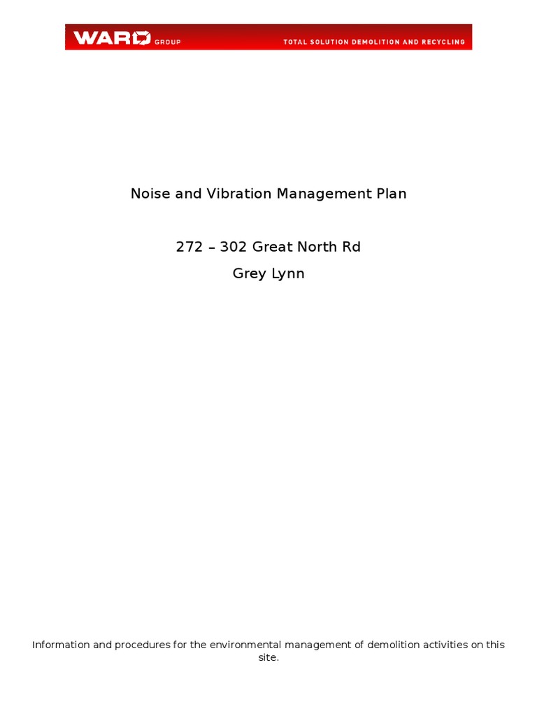 Noise and Vibration Management Plan | PDF | Noise | Demolition