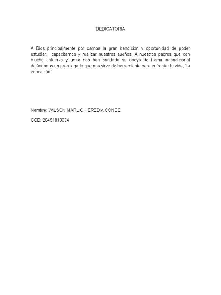 Dedicatoria,, y Datos | PDF