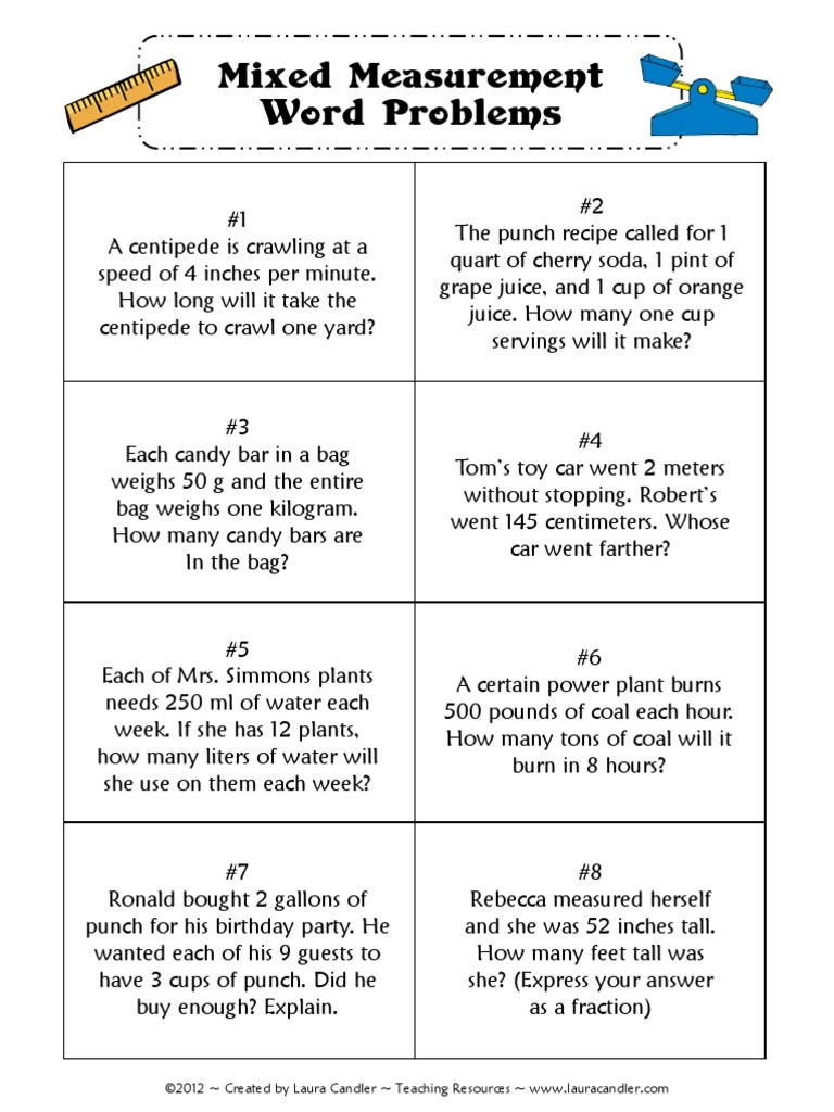 Measurement Word Problems | PDF