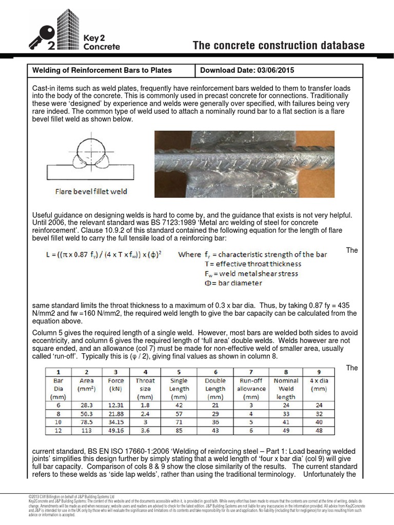 Welding of Reinforcement Bars To Plates | Download Free PDF ...